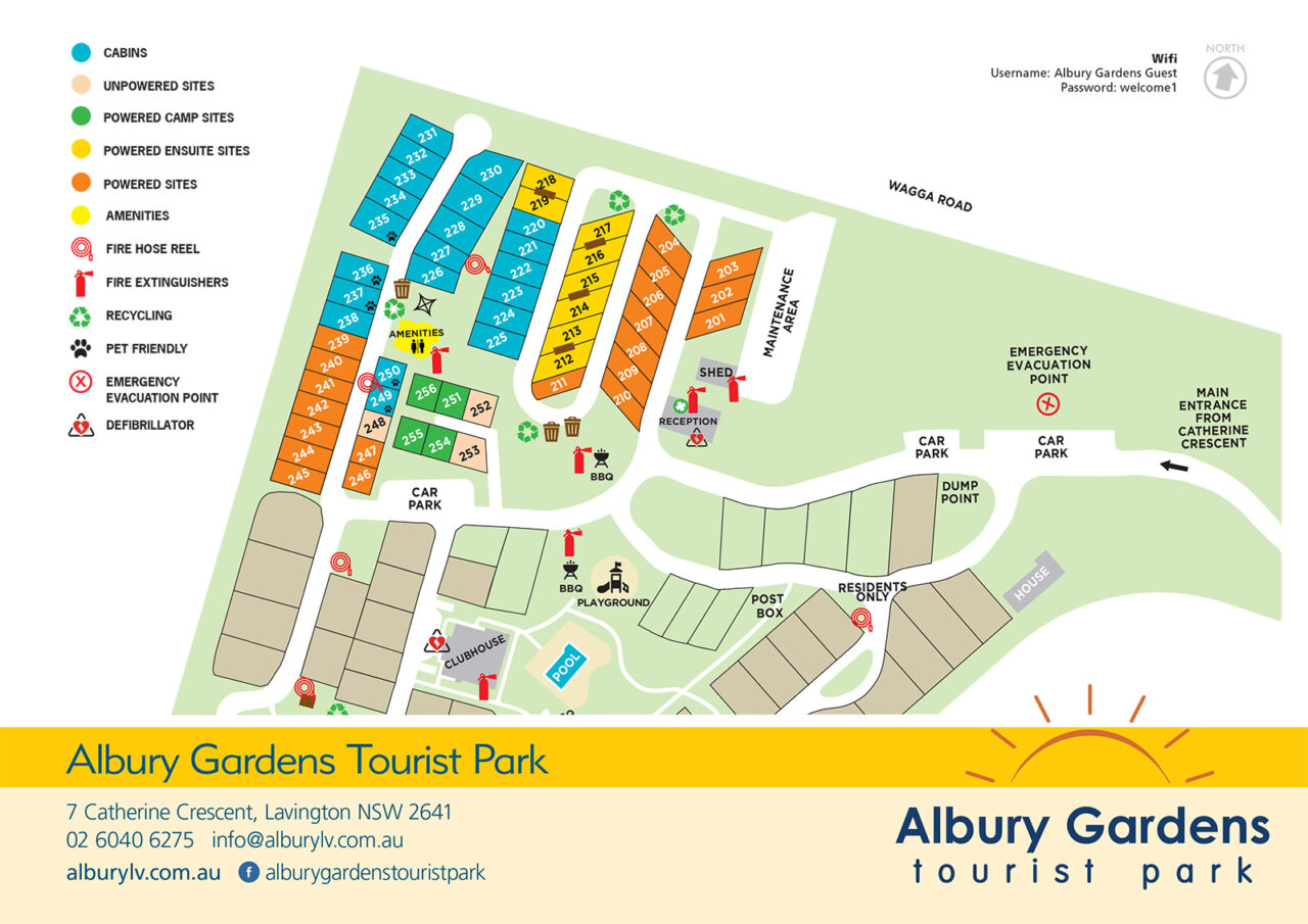 Park Map - Albury Gardens Tourist Park